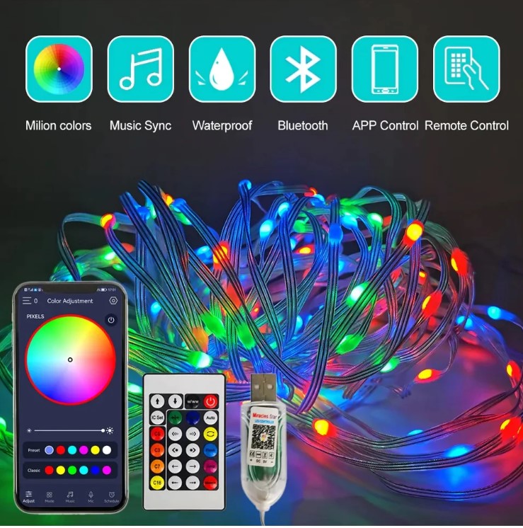 Waterproof Outdoor/Indoor Decorative Led String Lights - RGB 10M — DigiMall